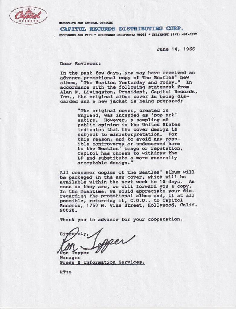 Beatles 'Yesterday and Today' Butcher Cover Album