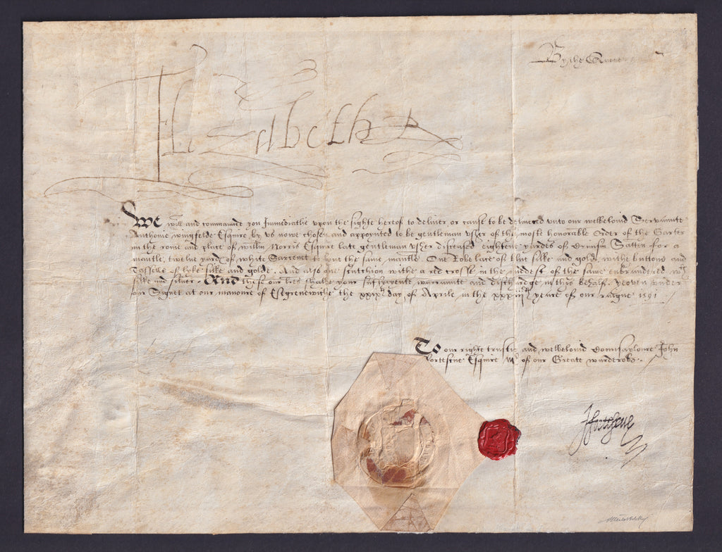 Queen Elizabeth I signed royal manuscript