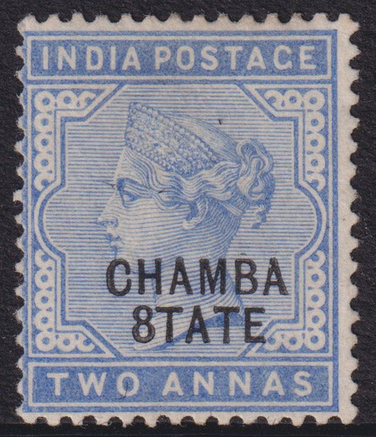 I.C.S. Chamba 1887-95 2a dull blue error, SG5c