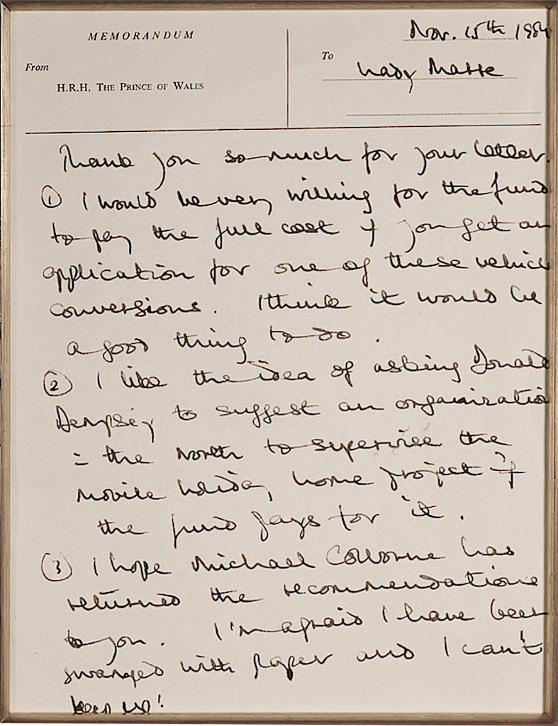 King Charles III handwritten and signed letter