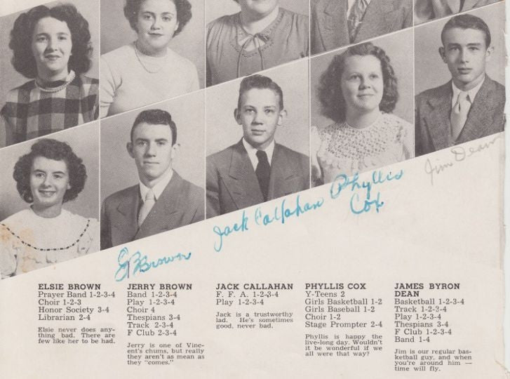 James Dean Autograph on Yearbook Page