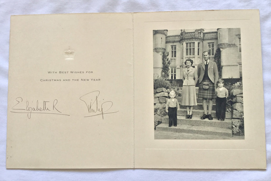 Queen Elizabeth and Prince Philip signed Christmas card