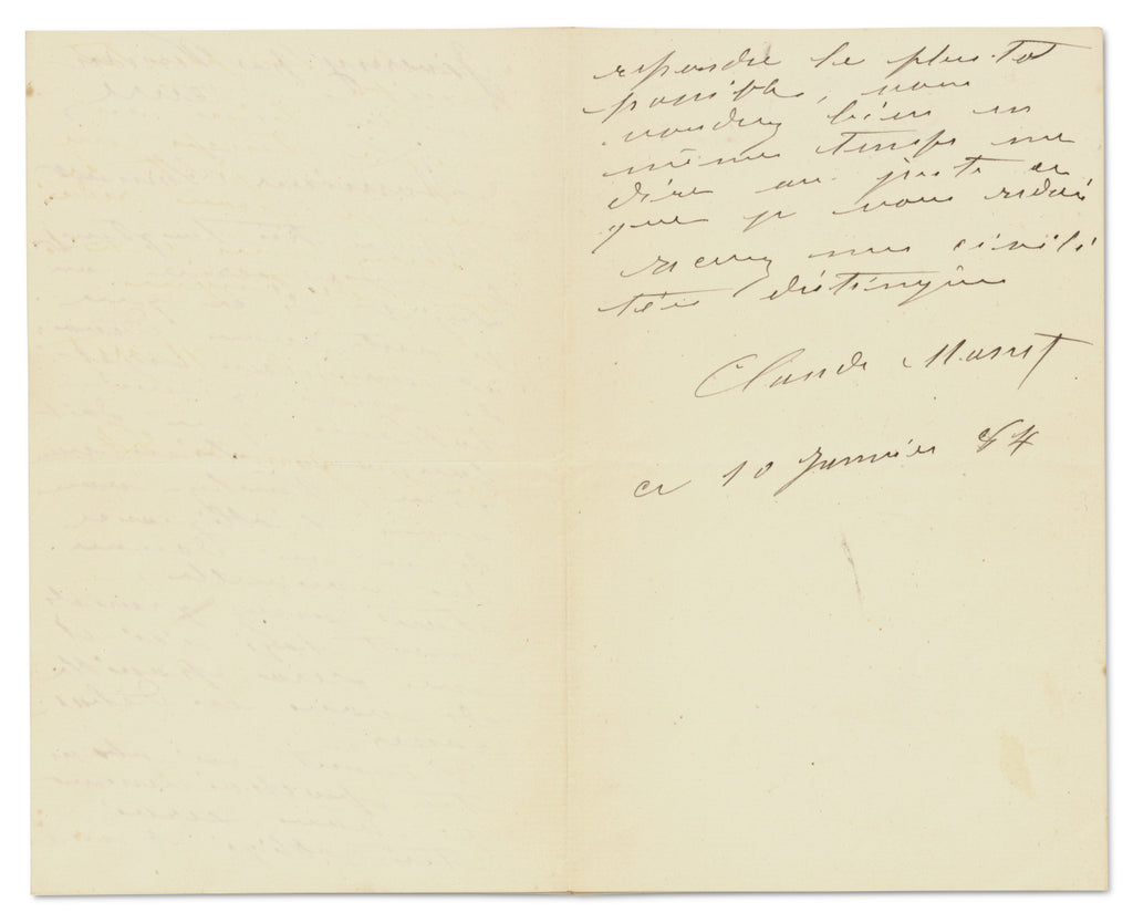 Claude Monet handwritten & signed letter